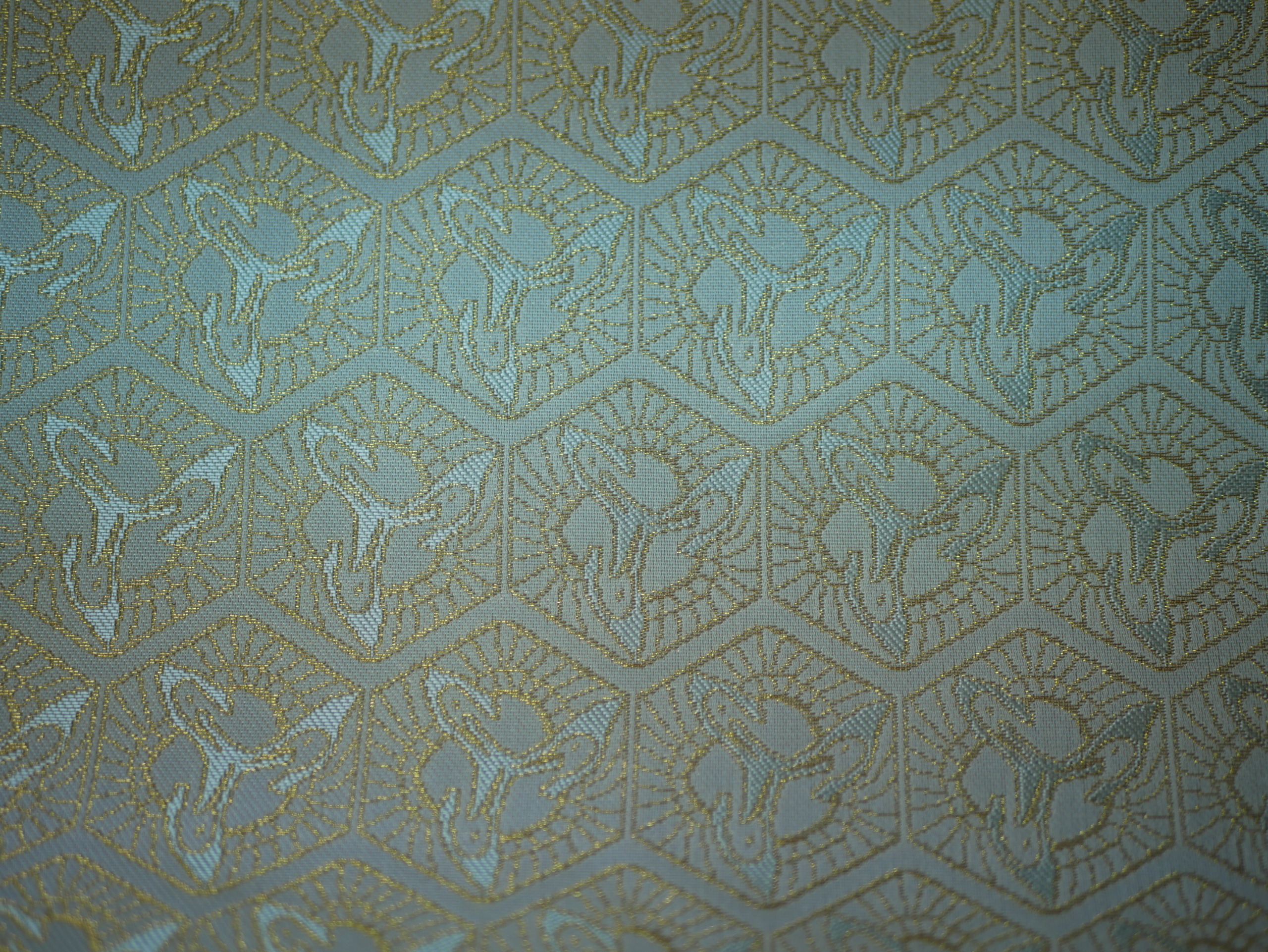 Nishijin kinran brocade Tsuru Kikkou (Crane Turtle Shell Pattern ...